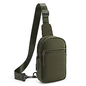 CHOLISS [Beige+Green] Small Sling Bag for Women and Men, Crossbody Bags Trendy with Extended Strap, Lightweight Chest Bag