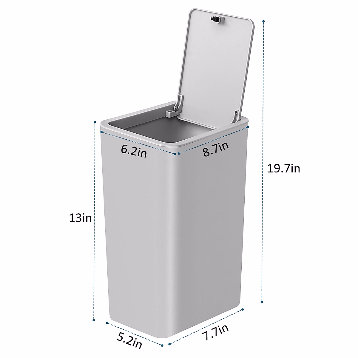 TIPGO Bathroom Trash Can with Lid, 10 Liter/ 2.6 Gallon Slim Garbage Can, Small Trash Bin Waste Basket with Pop-Up Lid for Kitchen, Bedroom, Living Room, Office (2 Pack, Grey)