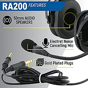 Rugged General Aviation Student Pilot Headsets for Flying Airplanes - Features Noise Reduction GA Dual Plugs Adjustable Headband and Free Headset Bag