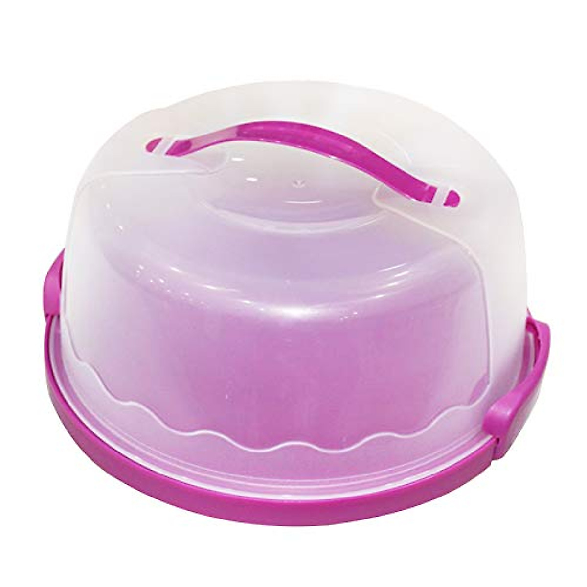 Portable Round Cake Carrier with Handle Pie Saver Cupcake Container Up to 10 Inch Translucent Dome for Transporting Cakes, Cupcakes, Cookies, Pies, or Other Desserts (Purple)