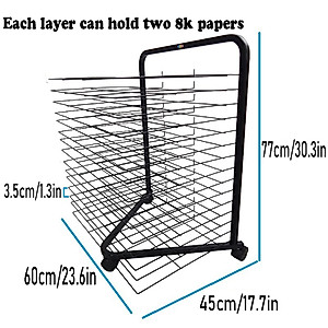 LAJUU Drying Racks, Mobile Classrooms Drying Rack with Wire Shelves for Works of Art Studios and Home Use,for Artist Canvas Panels, Paper, Prints