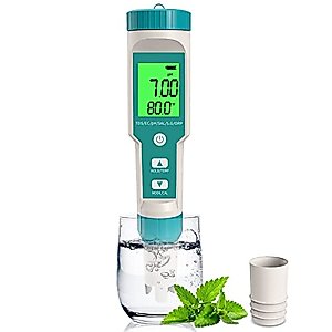 RCYAGO PH Meter, 7 in 1 pH/TDS/EC/ORP/S.G/Salinity/Temp Meter with ATC pH Tester, 0.01 Resolution High Accuracy Water Tester, pH Meter for Water Household Drinking, Swimming Pool and Aquarium