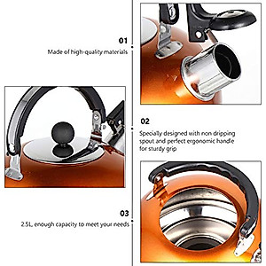 Stainless Steel Tea Kettle Steel Teapot Handle Whistling Tea Pot for Stovetop Home Kitchen Office Tea Coffee Hot Water Pot Teapot