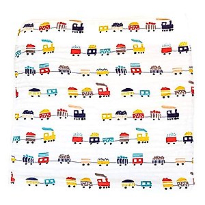 ADDISON BELLE Dream Everything Blanket - 100% Muslin Cotton - Oversized 47 inches x 47 inches - Premium 4 Layer Blanket (Trains)