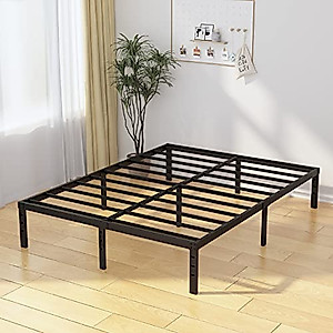 EMODA 14 Inch King Bed Frame No Box Spring Needed, Heavy Duty Metal Platform with Steal Slats, Noise Free, Easy Assembly, Black