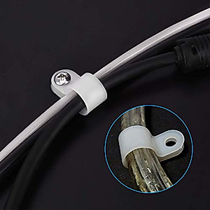 LOKMAN 100 Pack 1/4 Inch Rope Light P-Style Mounting Clips with Compatible Stainless Steel Pan Head Phillips Screws