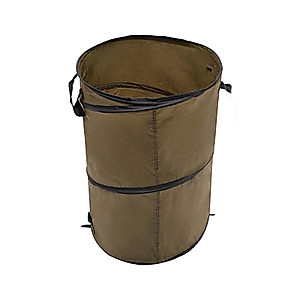 Yellulu Commercial-Grade Trash Receptacle, 27.24Qt Restaurant Fast Food Trash Bin,Wooden Restaurant Trash Can Cabinet | with Tray Top | Swing-Open Door Design | Foldable Canvas Trash Bag | Brown