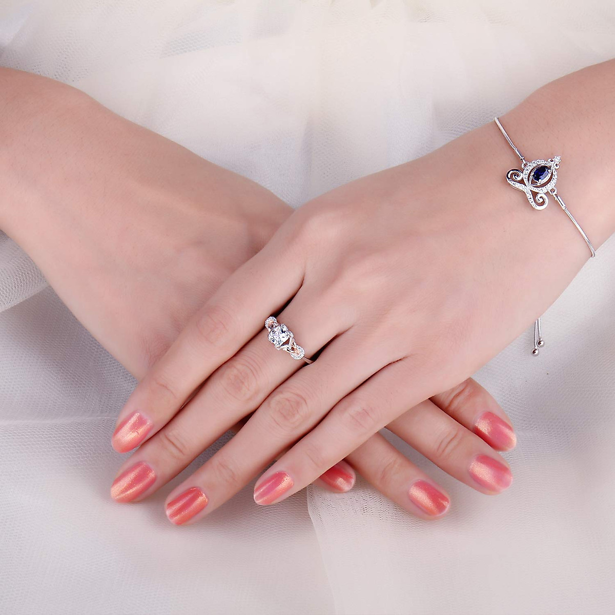 JewelryPalace Love Infinity Ring Engagement Rings for Women, 14K Rose Gold 925 Sterling Silver Cubic Zirconia Promise Rings for Her, Anniversary Knot Princess Cut Promise Ring Simulated Diamond Ring