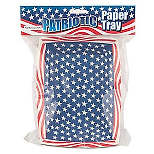 HAPPY DEALS ~ Patriotic Paper Food Trays | 12 Pack | Red White and Blue Party Trays