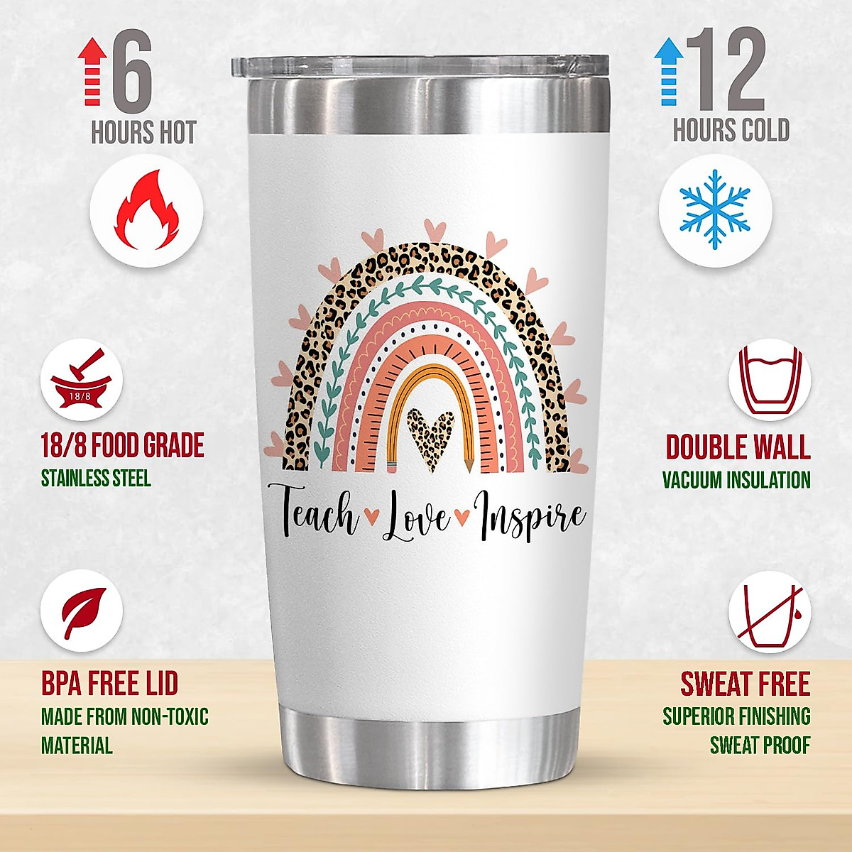 OASSIE Teachers Appreciation Gifts for Coworkers - 20 oz Stainless Steel Insulated Coffee Tumbler With Lid - Teachers Day Graduation Birthday Appreciation Thank You Gifts for Women Friends