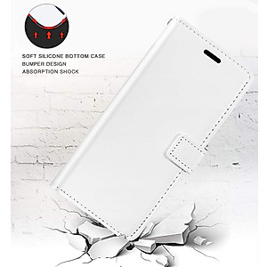 for Emporia Smart 4 Case, Premium PU Leather Magnetic Flip Case Cover with Card Holder and Kickstand for Emporia Smart 4 (4.95”) White