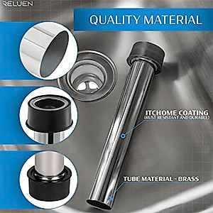 Stainless Steel Bar Sink Overflow Pipe 7.48 IN - Metal Sink Strainer Pipe Tube Bathroom Pipes Fittings - Bathroom Sink Drain Strainer Pipe Overflow Kitchen Sink Drain Stopper for 1.5 Inch Drains