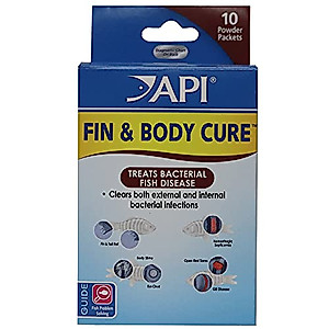 API FIN & BODY CURE Freshwater Fish Powder Medication 10-Count Box