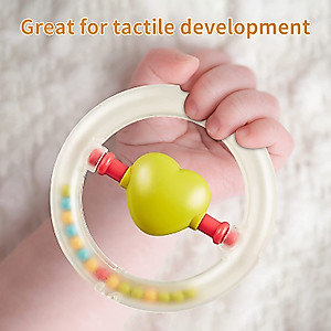 Bu-buildup 9 pcs Baby Rattle Teething Toys, Baby Rattles Toys, Infant Shaker with Storage Box, Grab and Spin Rattles for Newborn Girl Boy, Odorless Infant Toys for Babies 0-6-12 Months