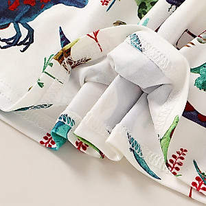 Happy Town Toddler Baby Girl Dress Dinosaur Printed Girl Summer Dresses Fly Ruffle Sleeve Tutu Dress Casual Sundress (White Dinosaur, 3-4 Years)