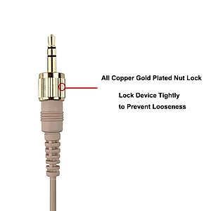 CANFON Cafon Pro 3.5mm Omni-directional Condenser Headset Microphone Input Line Compatible with Sony UWP V1/D11/D21 Microphones Transmitter, such as UWP UTX-B2/B03/B40, Skin color to hide