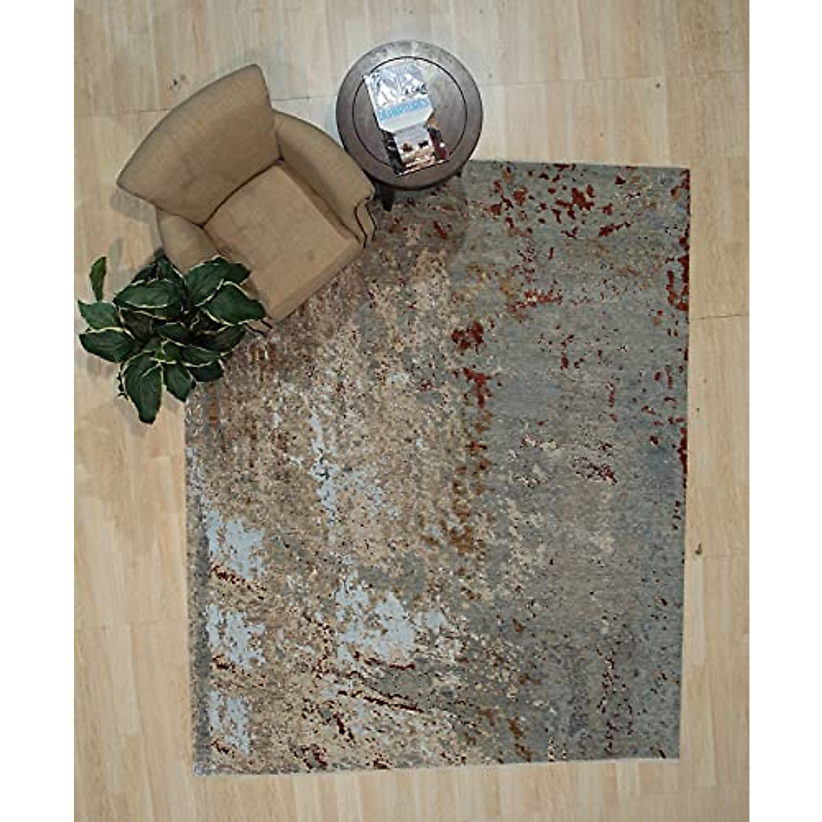 EORC KA1003GY8X10 Hand-Knotted Wool Galaxy Rug, 8'2 x 9'10, Gray