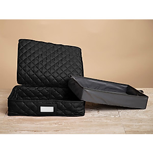 Platter Serveware Storage with Tray - Washable and Stain Resistant, ID Window, Kitchen Storage-Black