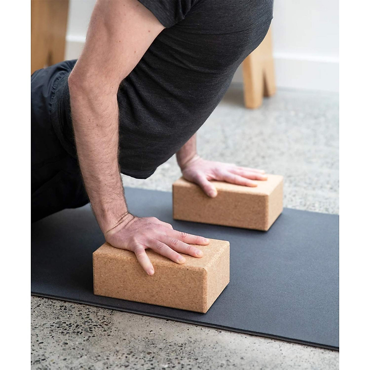 AW Direct Cork Yoga Blocks, Non-Slip Cork Block for Exercise, 100% Natural, Eco-Friendly Exercise Blocks to Improve Stability, Poses, Flexibility, and Alignment, Pack of 2 Fitness Blocks