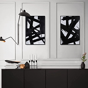 Zessonic Black And White Abstract Wall Art - Black Painting Stroke Graffiti Artwork for Living Room, Bedroom, Office Decor,16" x 24" x 2