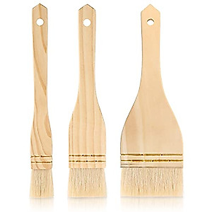 3 Pieces Flat Hake Brushes Hake Paint Brush Artist Painting Brushes Set Sheep Hair Bristles Wash Brush for Watercolor, Wash, Ceramic and Pottery Painting (9 x 1 Inches, 9 x 2 Inches, 9 x 3 Inches)