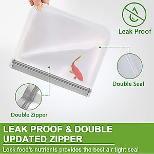 Reusable Ziplock Bags Silicone, Leakproof Reusable Freezer Bags, BPA Free Reusable Food Storage Bags for Lunch Marinate Food Travel, 4 Gallon 4 Snack 4 Sandwich Bags 1 Drying Rack