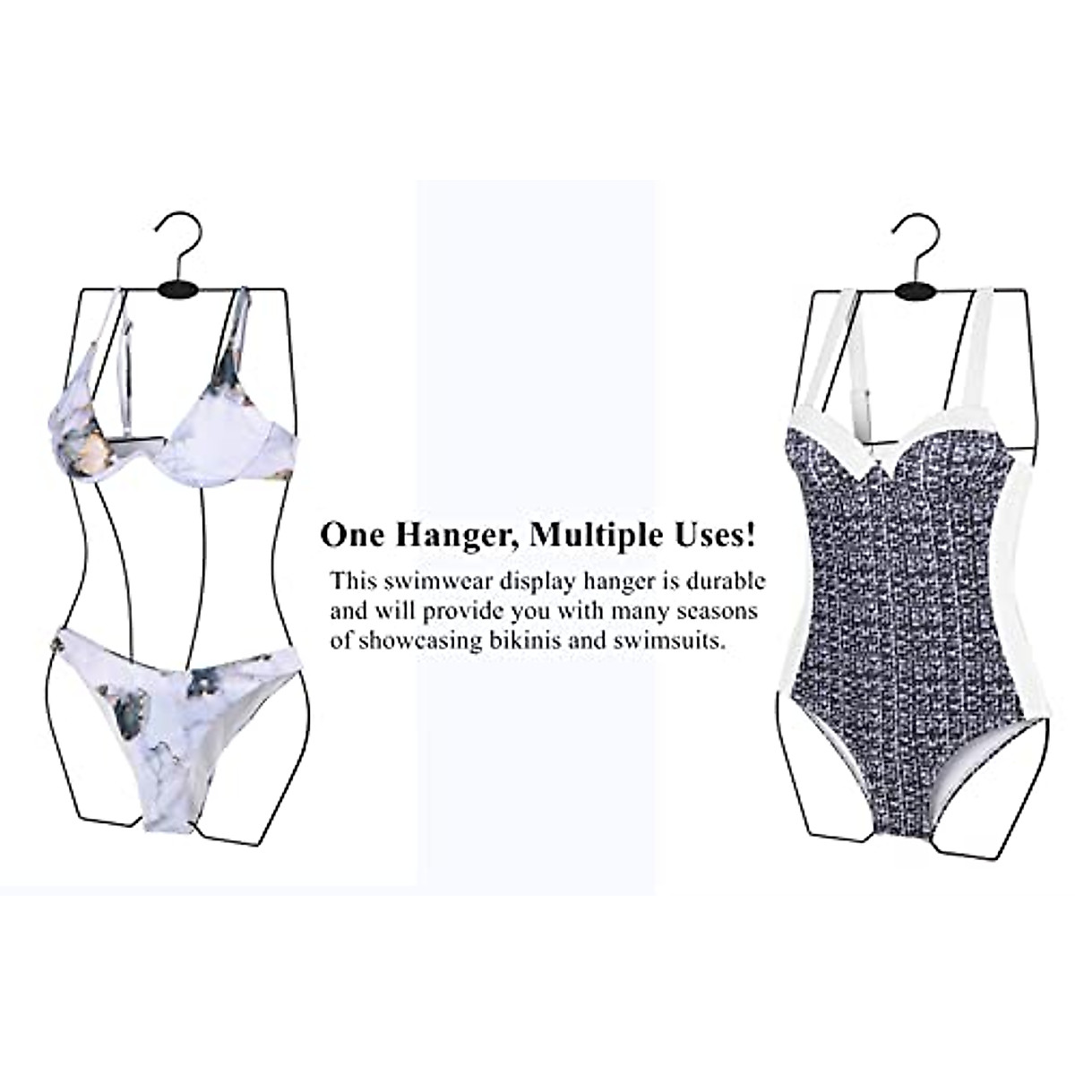 Black Full Body Shape with Chest Metal Wire Swimwear Swimsuit Hanger for Bikini Display Lingerie Hangers(10Pack，Black)