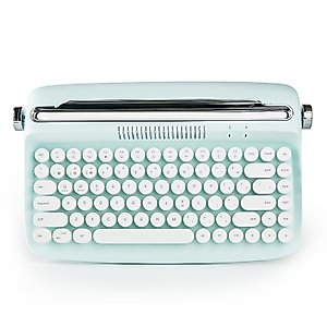 YUNZII B303 Wireless Keyboard, Retro Bluetooth Aesthetic Typewriter Style Keyboard with Integrated Stand for Multi-Device (B303, Baby Pink)