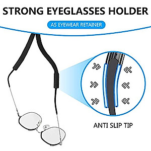 SITREMEN 4 Pcs Premium Glasses Straps, Adjustable Sports Sunglasses String Holder for Men Women Kids, Eyeglasses Holder Around Neck, Eyewear Retainer Cord Chains Lanyards