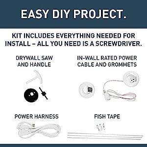 Legrand Wiremold CMK70 In Wall TV Power Grommet Kit, Cable Management Kit, Mounting Brackets, Fish Tape, and Hole Saw Included, White (1 Pair)