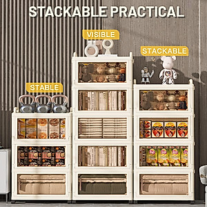 KOLUZM 72 Quart Storage Bins with Lids,2 Packs Collapsible Storage Bins With Wheels Plastic Storage Bins with Doors, Closet Organizers and Storage, Stackable Storage Bins for Clothes