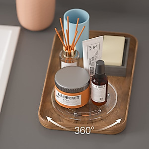 VOLCANOES CLUB 6 Inch Lazy Susan Turntable Organizer - Rotating Tray Swivel Stand with Steel Ball Bearings for Cake, Kitchen Cabinets, Monitor, TV, Painting, Display (30lb Capacity/Clear Acrylic)