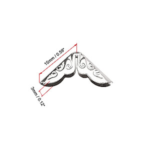 uxcell Metal Book Corner Protectors Edge Cover Guard 15X15X3mm Silver Tone 50pcs