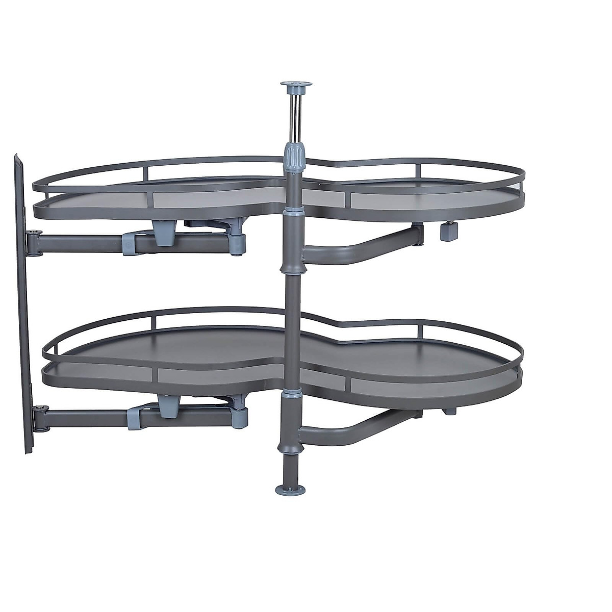 LOVKIT Blind Pull Out Shelf 2 Tier Pull Out Organizer For 36 Inch Blind Corner Cabinetry Double Layer Lazy Susan Rotating Shelves For Under Countertop Space Left Swing Out Tray Black Corner