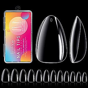 Short Almond Nails - krofaue 240Pcs Almond Clear Nail Tips, 12 Sizes Artificial Acrylic False Nails, Full Cover Press on Nails for Home DIY & Nail Tips Art