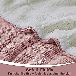 FY FIBER HOUSE Fleece Throw Blankets Thick Sherpa Blanket Soft Throws Plush Cozy Baby Chenille Throw Blanket for Sofa - 50x60 Inches, Dusty Pink