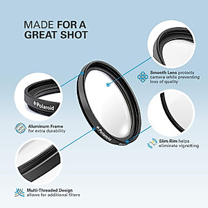 Polaroid Optics 43mm UV Filter | Protective Ultraviolet Filter Absorbs Haze, Improves Images & Shields Lens from Atmospheric Damage | Slim Multi-Coated Glass (PLFILUV43)