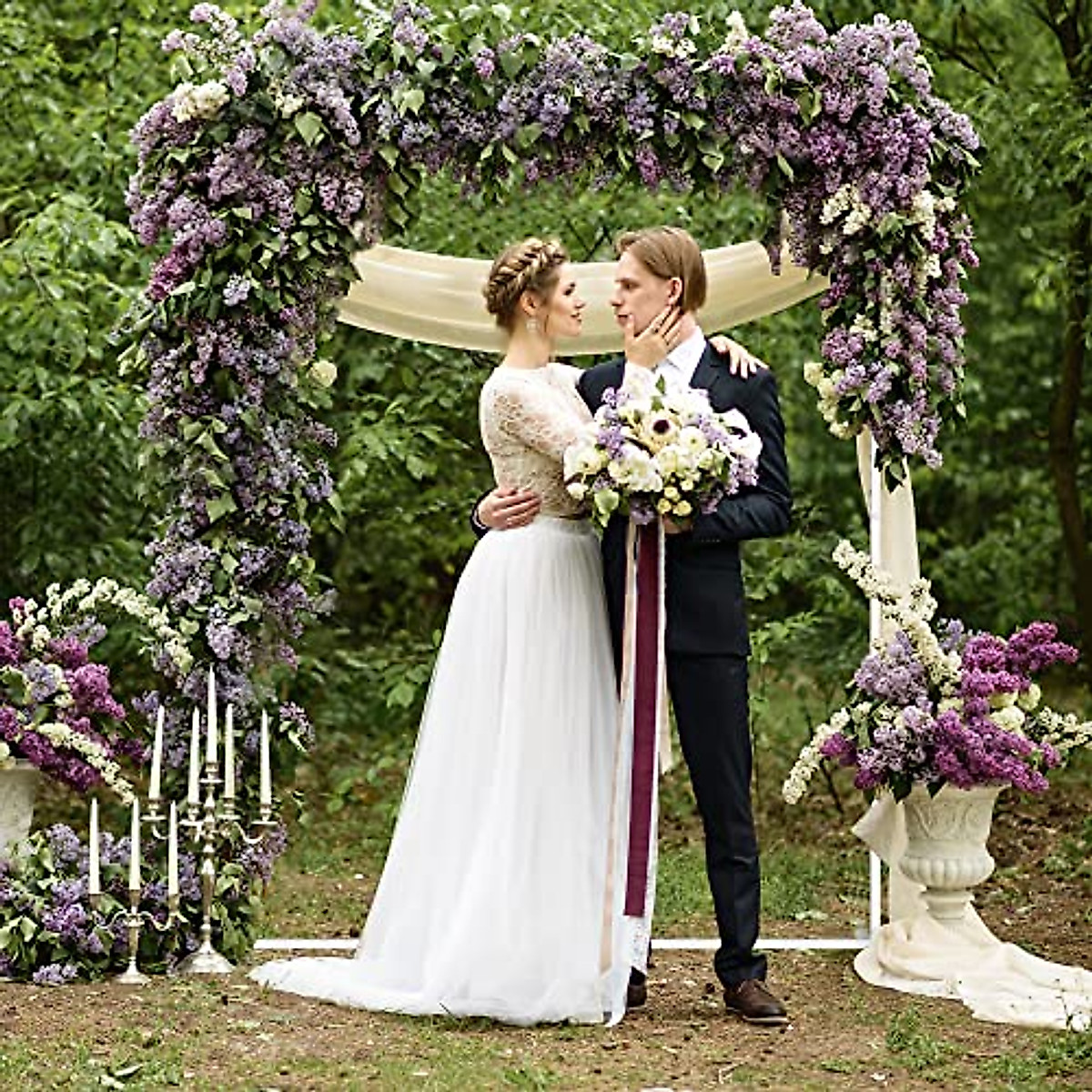 Wedding Arch Backdrop Stand 6.6x5 FT Square Wedding Arches for Ceremony White Metal Arch Stand for Wedding Bridal Shower Birthday Party Garden Floral Wedding Arbor Anniversary Event Decor