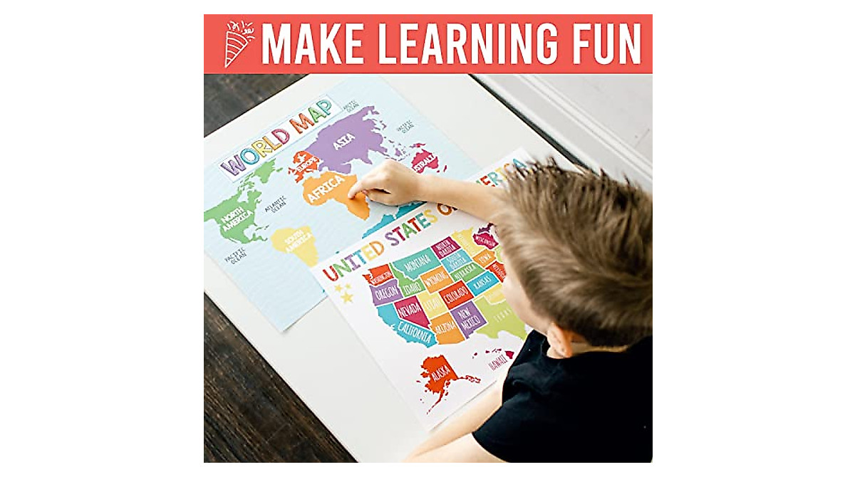 Fun Learning ABC, Maps & Solar System Posters for Kids