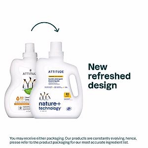 ATTITUDE Liquid Laundry Detergent, EWG Verified Laundry Soap, HE Compatible, Vegan and Plant Based Products, Cruelty-Free, Citrus Zest, 80 Loads, 67.6 Fl Oz