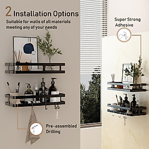 WXCGX Shower Caddy 2 Pack - Shower Organizer for Extra-Large Bathroom Storage with 4 Removable Hooks - Rustproof Bathroom Shower Shelves - Adhesive Or Drilling Wall Shower Shelf for Inside Shower