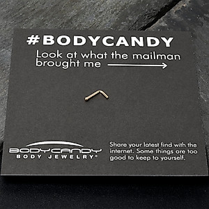 Body Candy 18 Gauge 14k Yellow Gold 1.5mm Ball L-Shaped Nose Ring