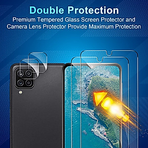 CWQZGUF Galaxy A12 Screen Protector 【2+2 Pack】 Camera Lens Protector, Fingerprint Unlock Support, HD Tempered Glass, Touch Sensitive, Anti Scratch, for Samsung A12 5G Glass Screen Protector