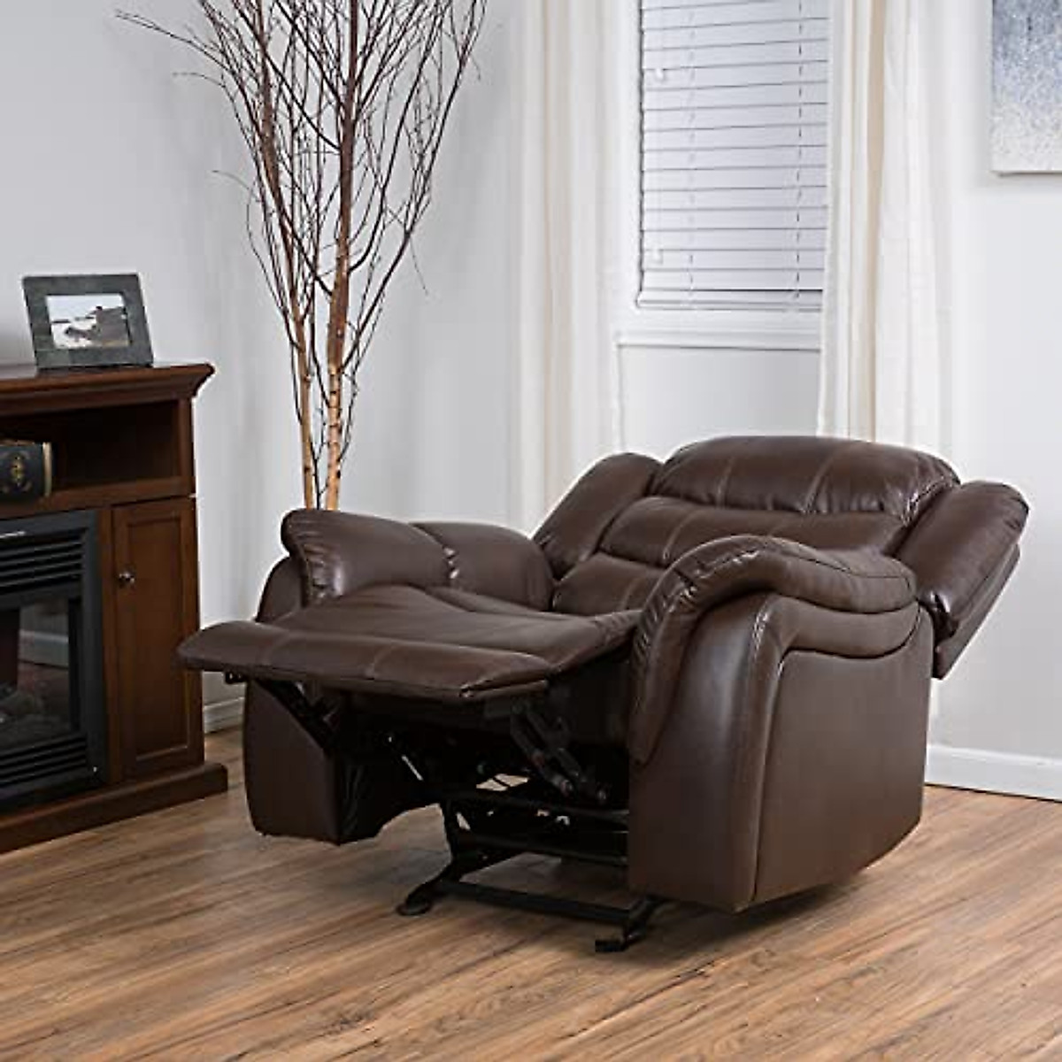 CHRISTOPHER KNIGHT HOME Merit Faux Leather Glider Recliner Club Chair, Dark Brown