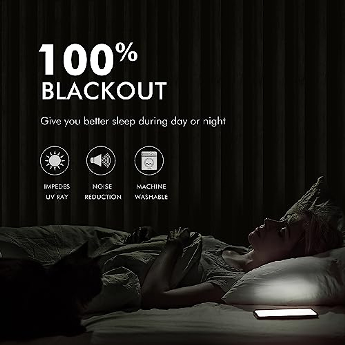 MIULEE Linen Textured 100% Blackout Curtains for Bedroom 96 Inches Long Natural Beige Thermal Insulated Black Out Curtains/Draperies with White Liner for Living Room/Nursery, Grommet Top, 2 Panels