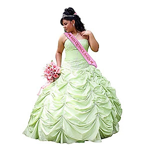 La Quinceañera Birthday Decorations (Mis Quince Anos Sash, "Feliz Quinceanera" Banner, Foil Rose Gold Curtains, Heart Balloons, Pink & White Balloons) 15th Birthday Party Supplies Photo Props
