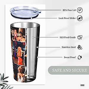 Kiserjens Stainless Steel Insulated Tumbler Vacuum Water Bottle Travel Cup Coffee Mug With Straw,Lid and Brush 20 oz