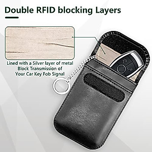 Teskyer Key Fob Protector, 2 Pack of Faraday Bags, Anti-Hacking Faraday Case, Anti-Theft RFID Signal Blocking Pouch for Car Key, Black and Rose Gold