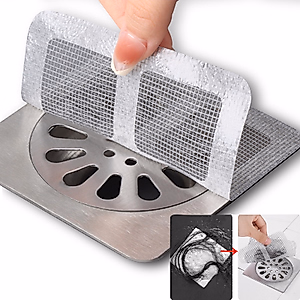 BOYYOEE Disposable Drain Hair Catcher Shower Drain Cover Hair Catcher,Shower Drain Mesh Stickers for Human and Pet Hair for Bathroom Laundry Bathtub Kitchen Sink(4"" X 4""，30 PCS Pack) (100), Gray