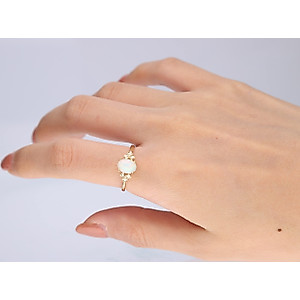Gin & Grace 14K Yellow Gold Natural Ethiopian Opal Ring with Real Diamonds for Women | Ethically, authentically & organically sourced (Oval) Shaped Opal Hand-Crafted Jewelry for her |